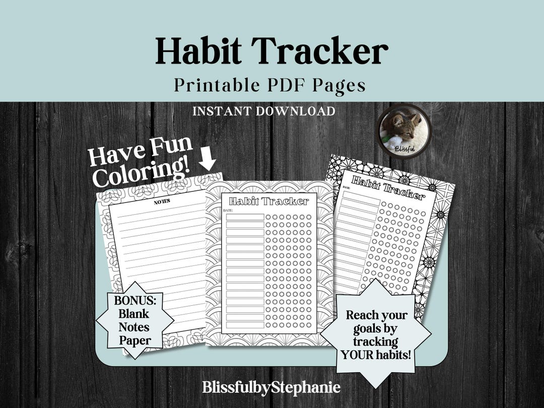 Color-in Habit Tracker Printable, Geometric & Floral Planner (digital ...