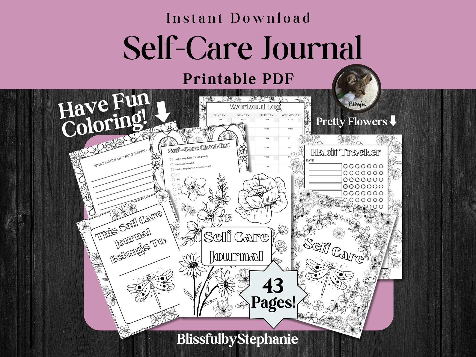 Self-care Journal, Printable, Mindfulness, Adult Coloring Pages ...