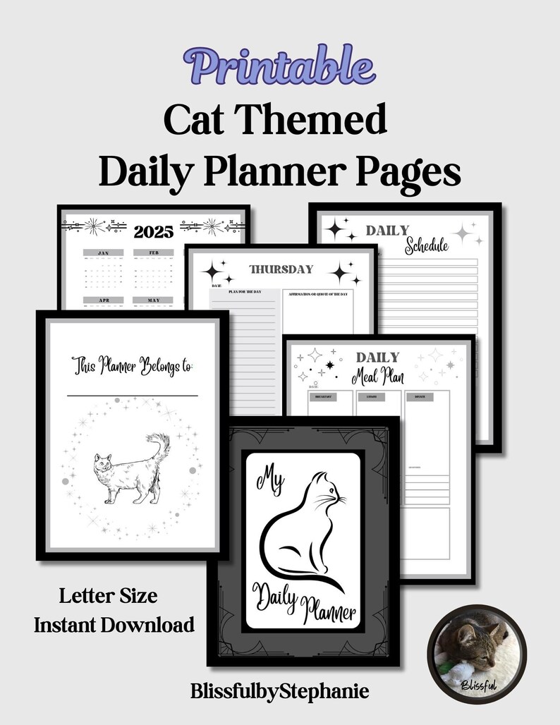 Cat Themed Daily Planner, Retro Look (digital Download) - Etsy