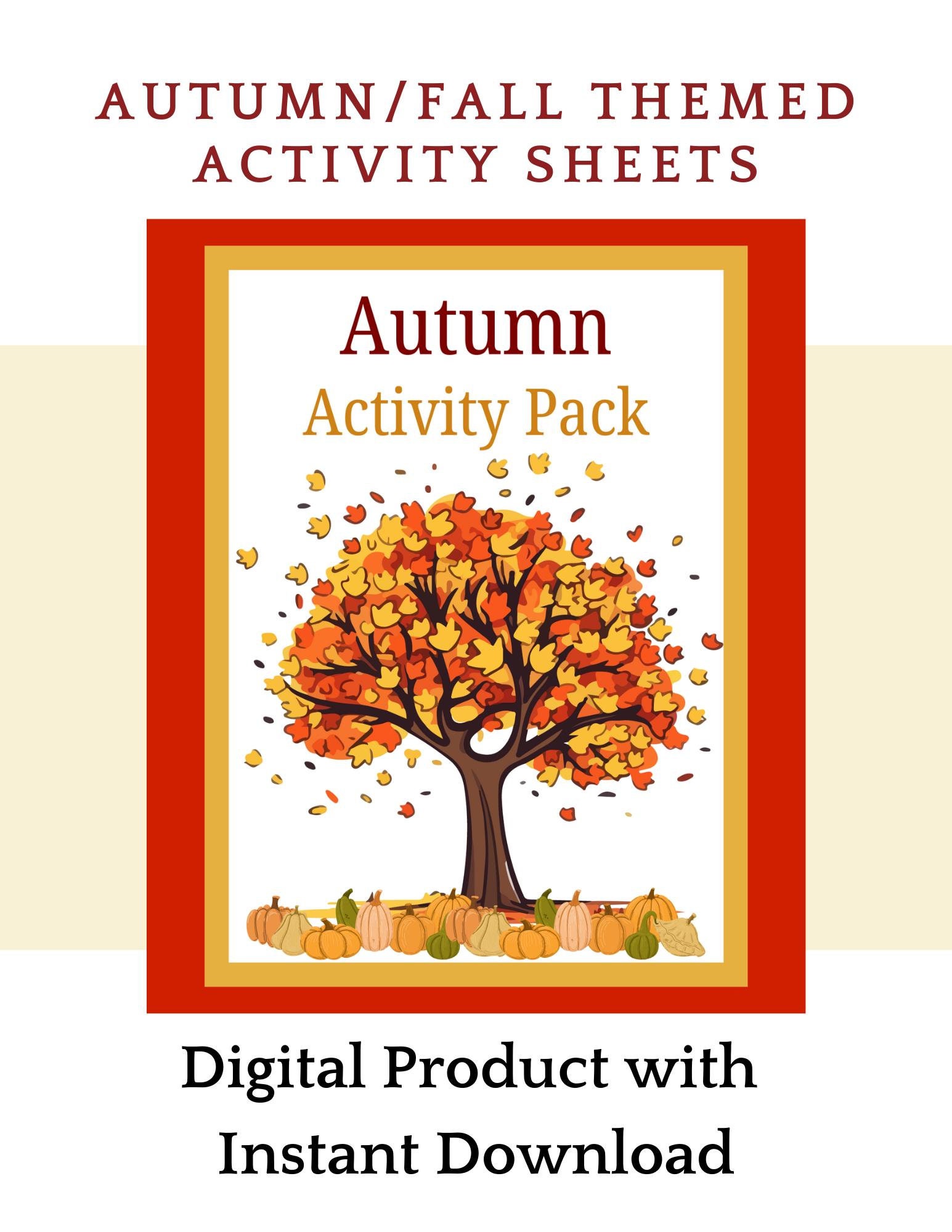 Activity Sheets for Kids, Autumn/fall Themed, Printable, Digital ...