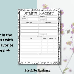 Printable Color-in Project Planner, Office, Home Office, Project ...