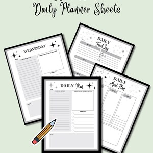 Daily Planner Pages, Cat Themed, Daily Plan, Meal Plan, Food Log ...