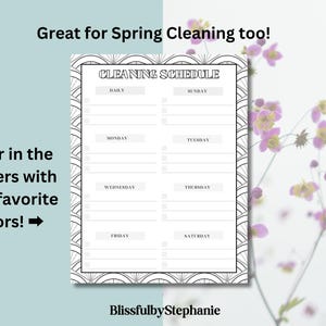 Printable Color-in Cleaning Schedule Chores Chart, Digital Download ...