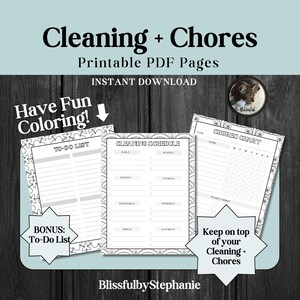 Printable Color-in Cleaning Schedule Chores Chart, Digital Download ...