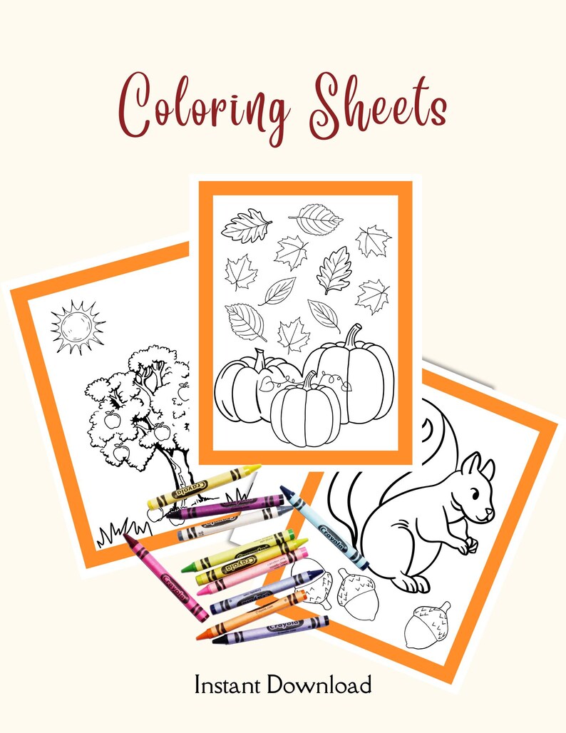 Activity Sheets for Kids, Autumn/fall Themed, Printable, Digital ...