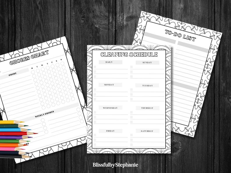 Printable Color-in Cleaning Schedule Chores Chart, Digital Download ...