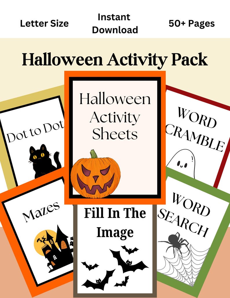 Activity Sheets for Kids, Halloween Pages, Printable, Word Search ...