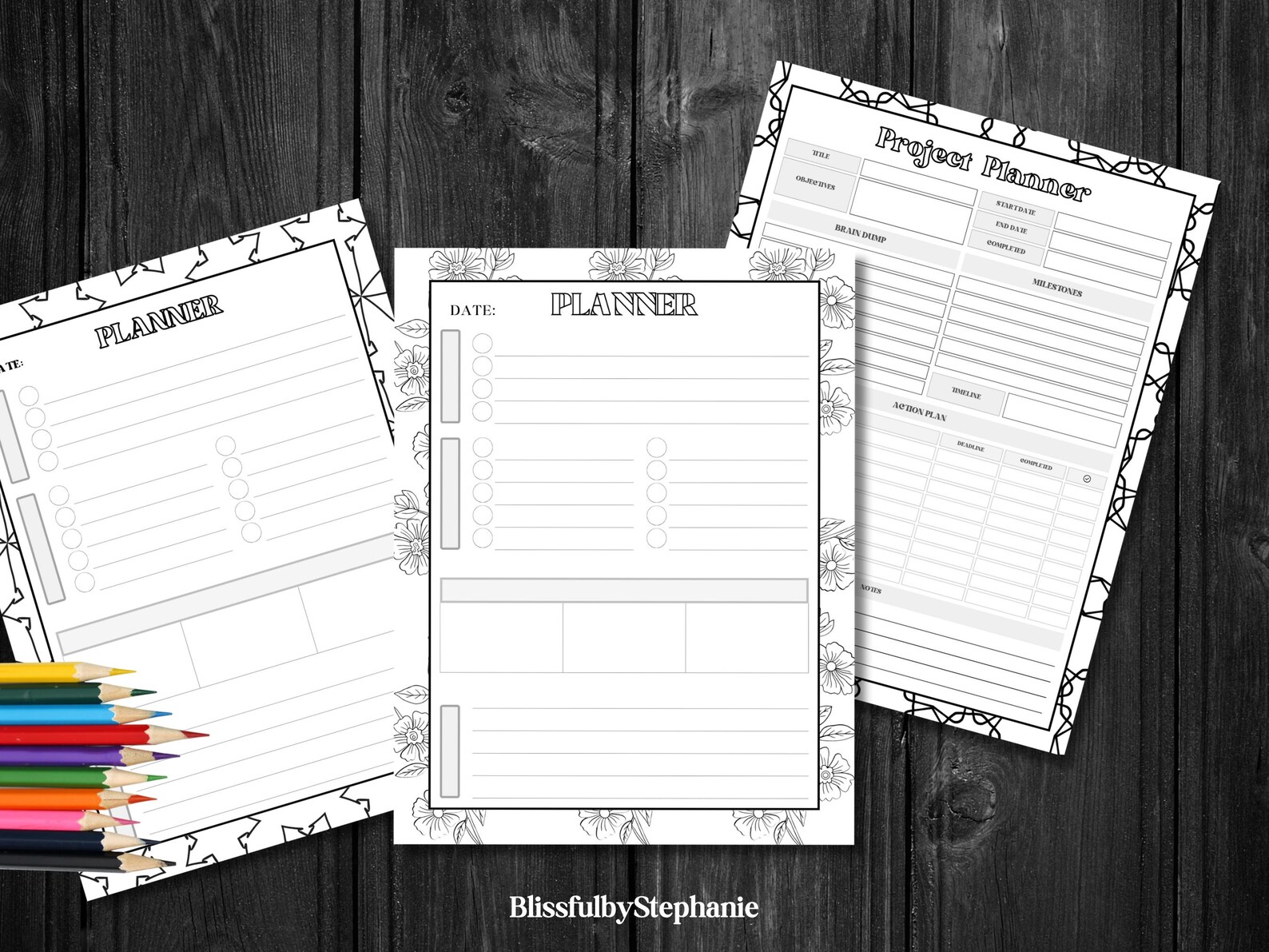 Printable Color-in Project Planner, Office, Home Office, Project ...