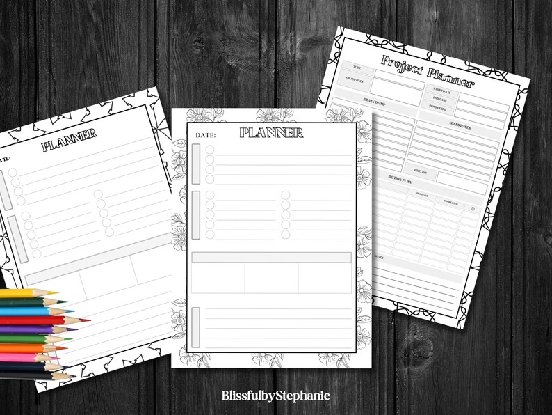 Printable Color-in Project Planner, Office, Home Office, Project ...