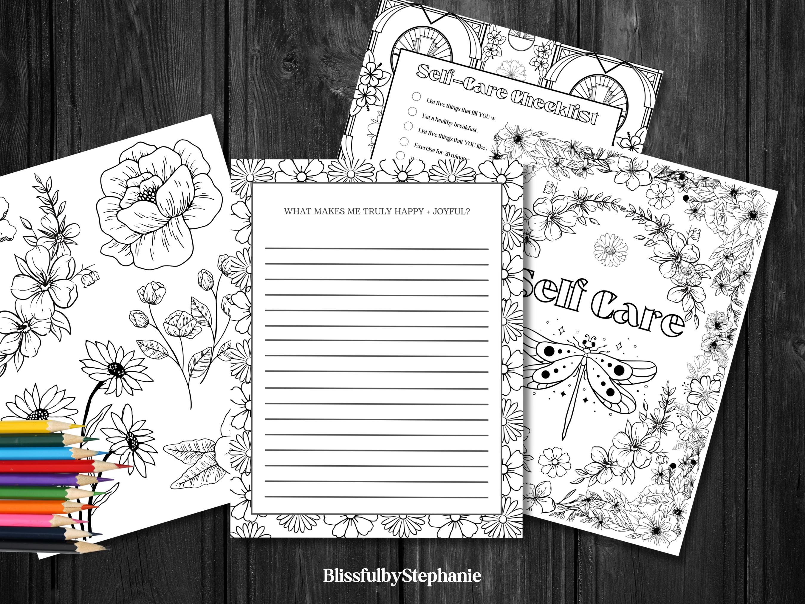 Self-care Journal, Printable, Mindfulness, Adult Coloring Pages ...