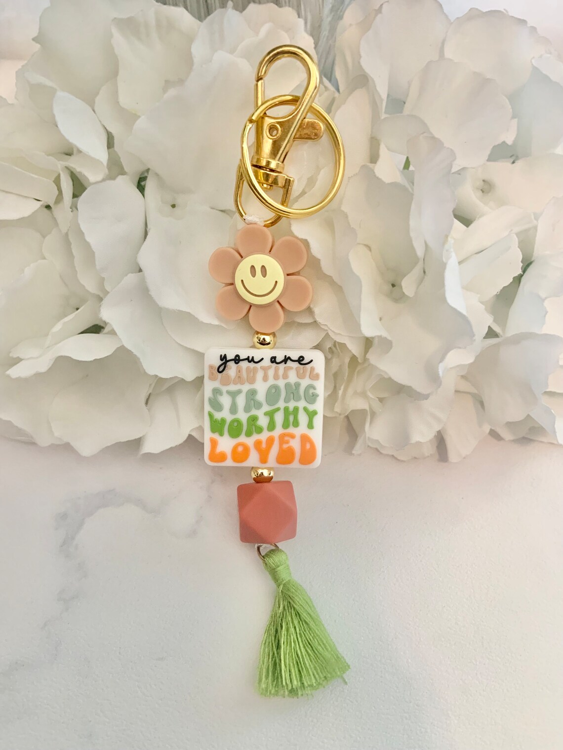 Positivity Keychains Focal Bead Keychains - Etsy