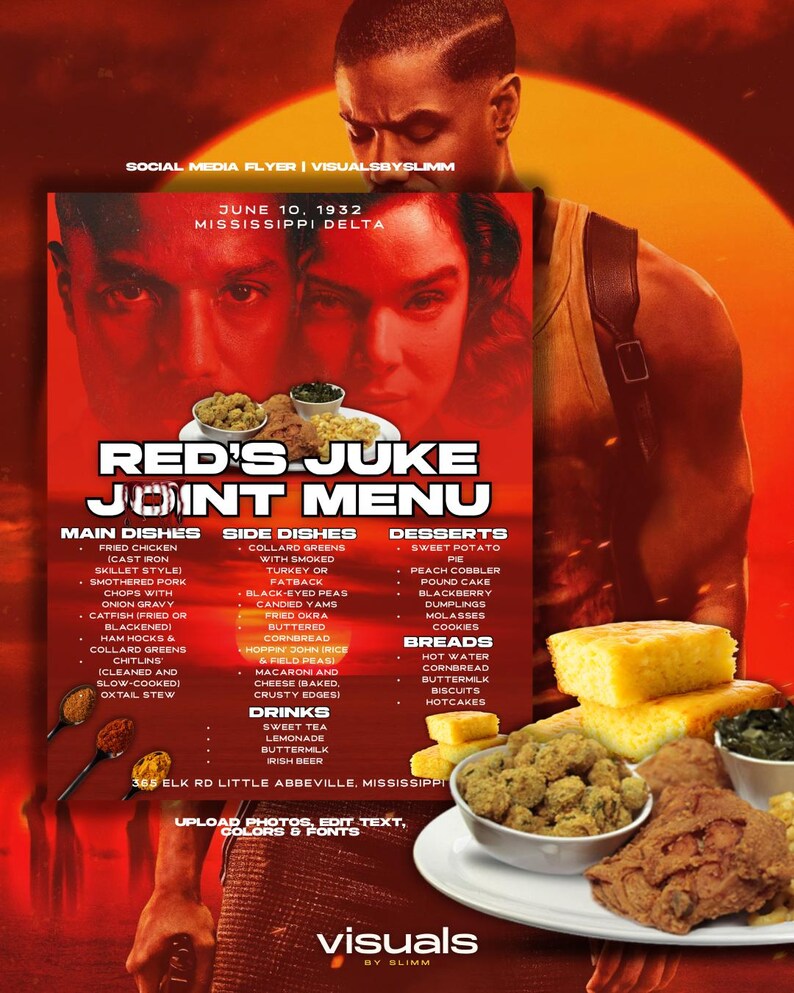 Editable Soul Food Menu Template: Restaurant Cafe Design (digital ...