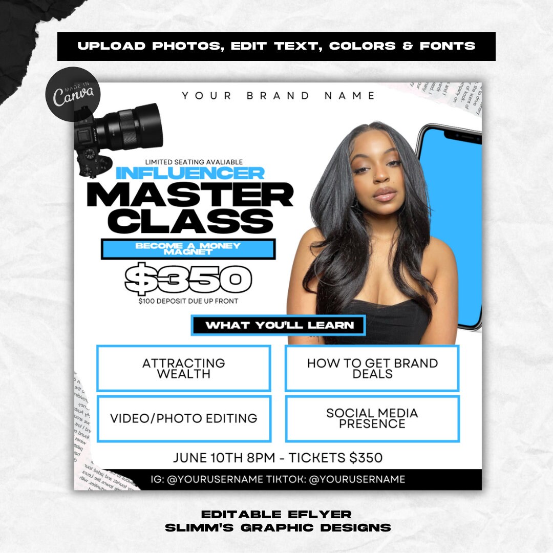 Lash Extensions Flyer Template: Influencer Masterclass (DIY Editable ...