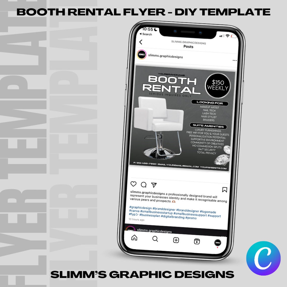 Booth Rental Flyer Mua Flyer DIY Booking Available Hair Barber Lash ...