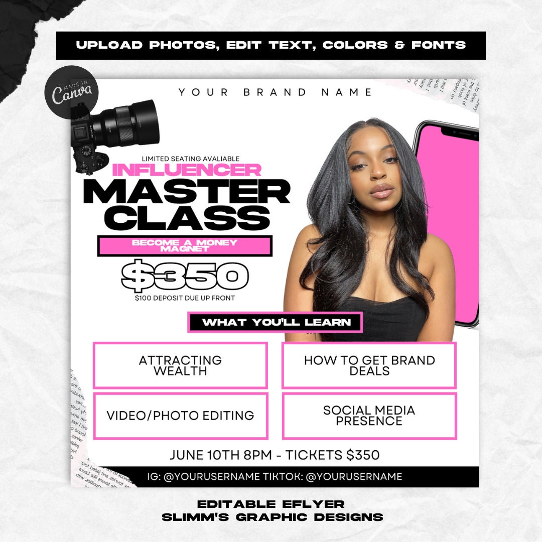 Masterclass Flyer Template, DIY Lash Extensions Flyer, Influencer Flyer, Lash Flyer, Editable ...