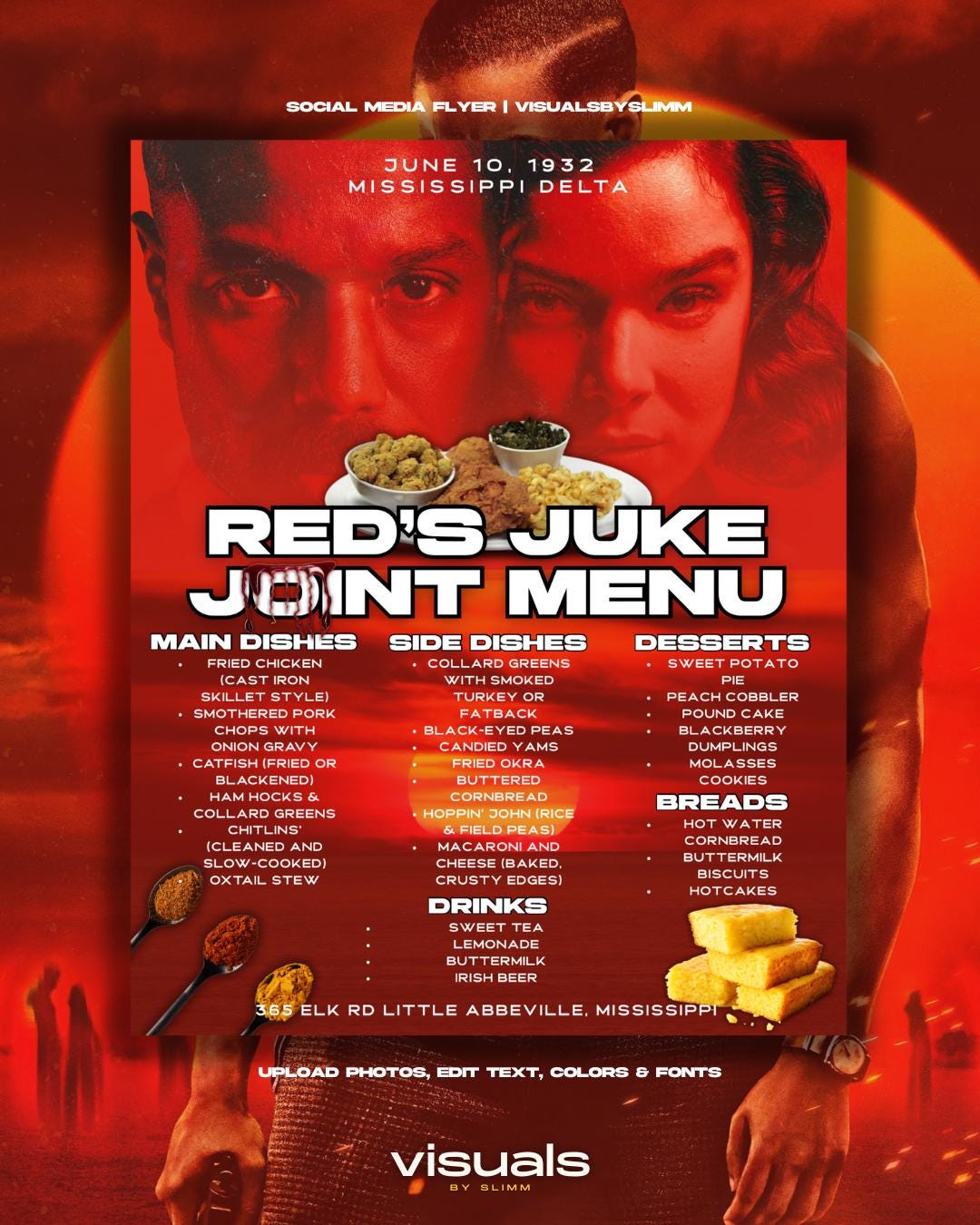 Editable Soul Food Menu Template Canva | Printable Takeout, Restaurant ...