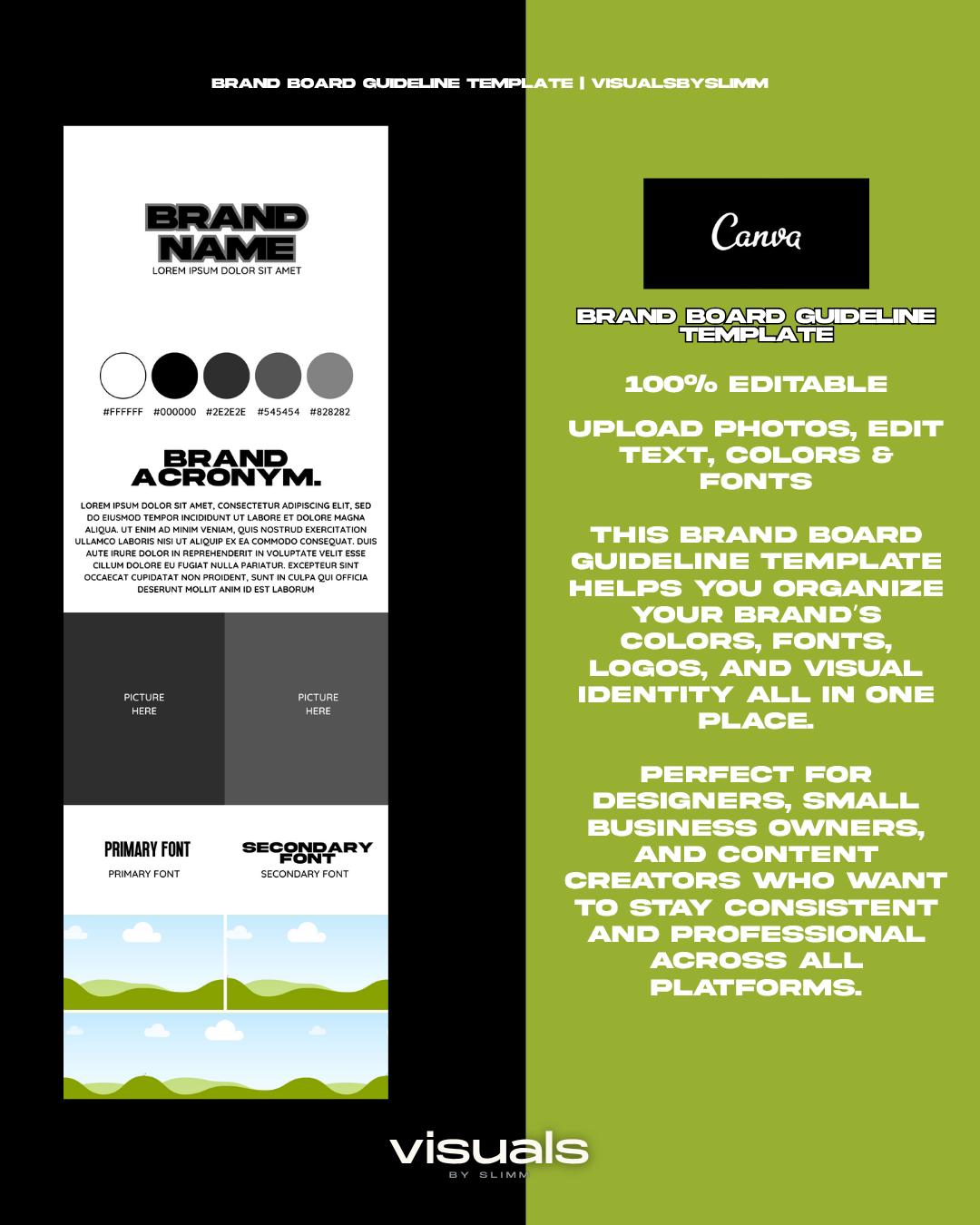 Editable Brand Board Template Canva Small Business Branding Kit