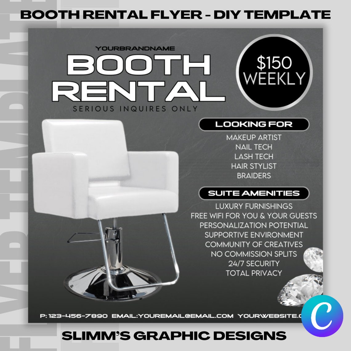 Booth Rental Flyer Mua Flyer DIY Booking Available Hair Barber Lash ...