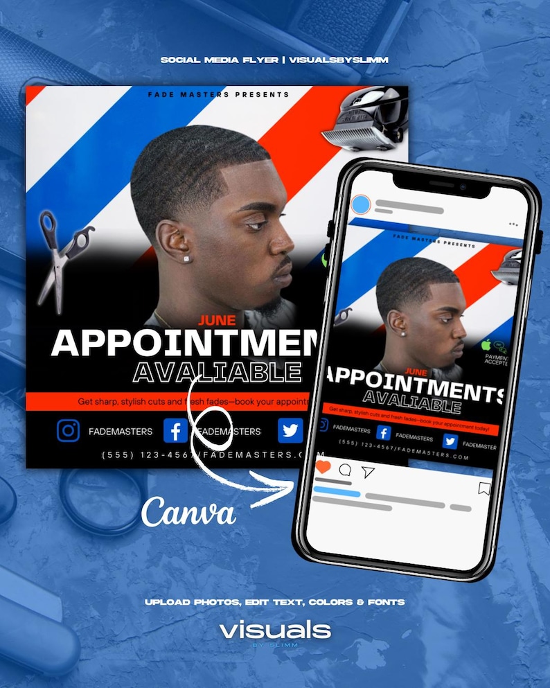 Barber Shop Flyer Template: Haircut & Grooming Promo (canva Editable ...