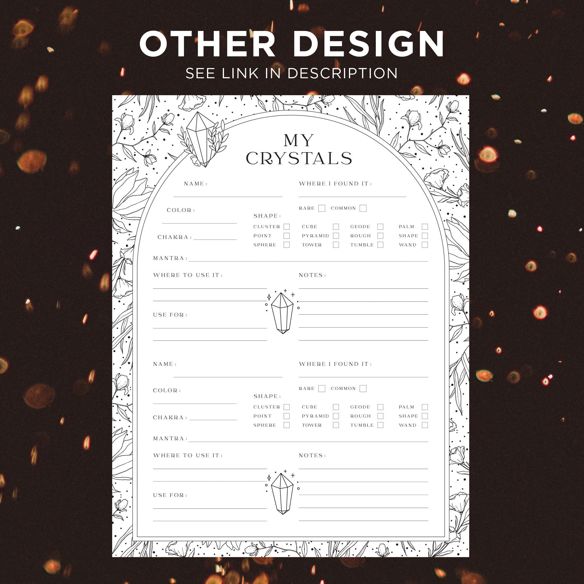 Crystal Worksheet Page for Beginner Witch, Blank Crystal Printable for ...