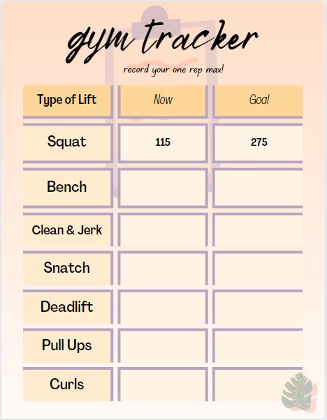 Printable Gym Tracker - Personal Record/fitness Tracking & Notes - Etsy