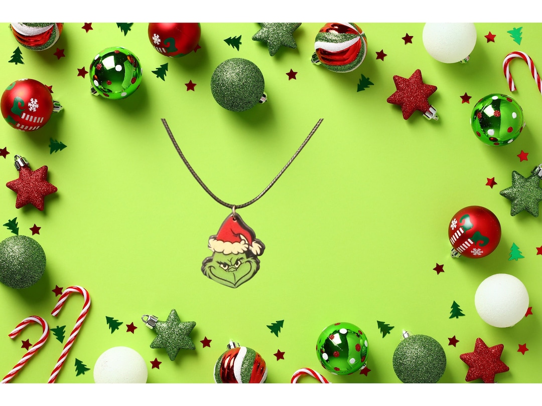 Grinch Necklace Christmas Necklace - Festive Holiday Jewelry, Handmade ...