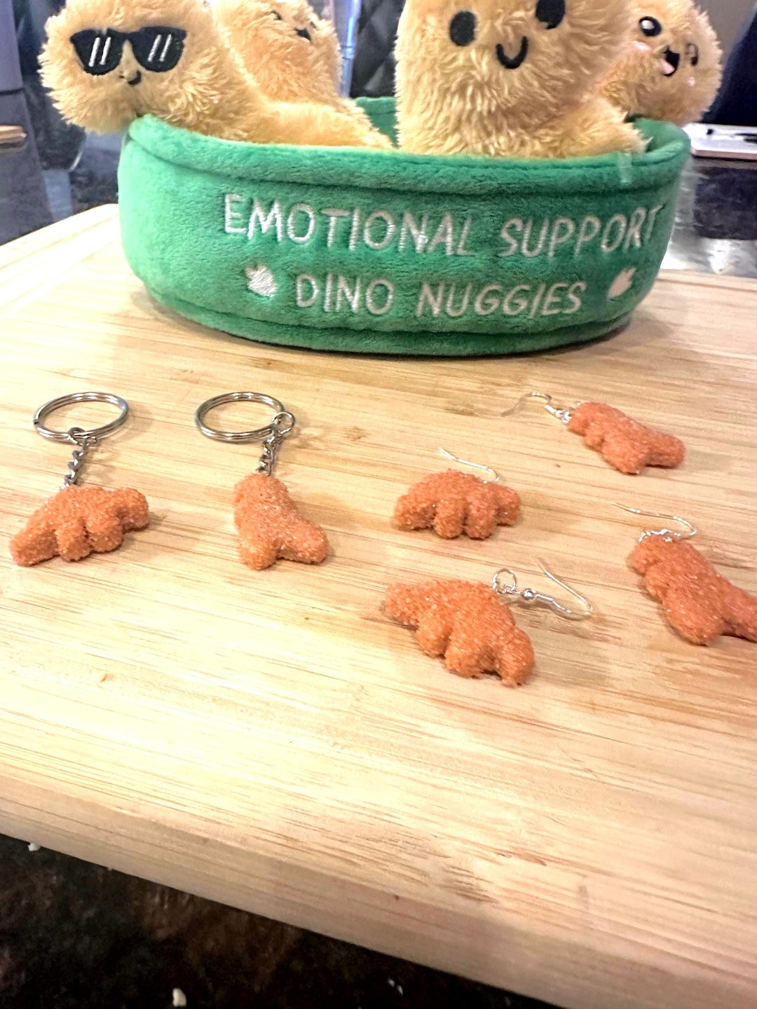 Dino Nugget Keychain: Handmade Polymer Clay Food Jewelry - Etsy