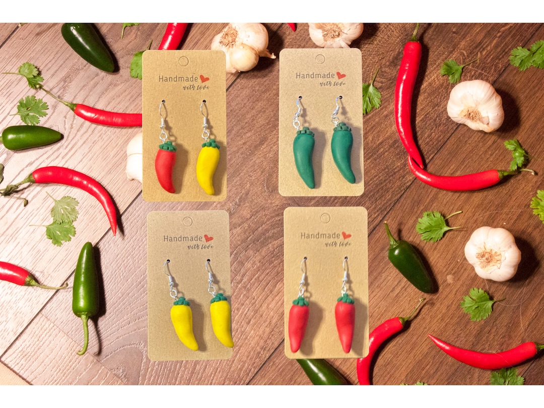 Jalapeno Earrings, Pepper Earrings, Chili Earrings, Handmade Polymer ...
