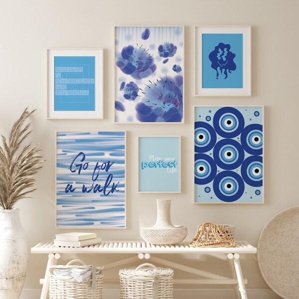Preppy Blue Painting - Etsy