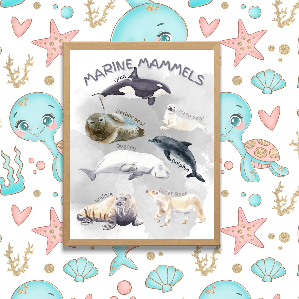 Marine Mammals Educational Poster Ocean Animals Poster - Etsy UK