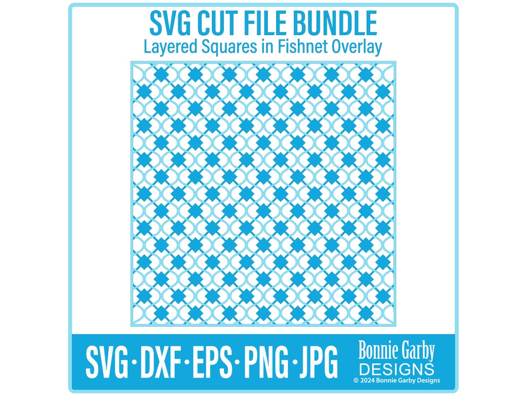 Layered Squares in Fishnet SVG Cut File, Background Layered Die Cut ...