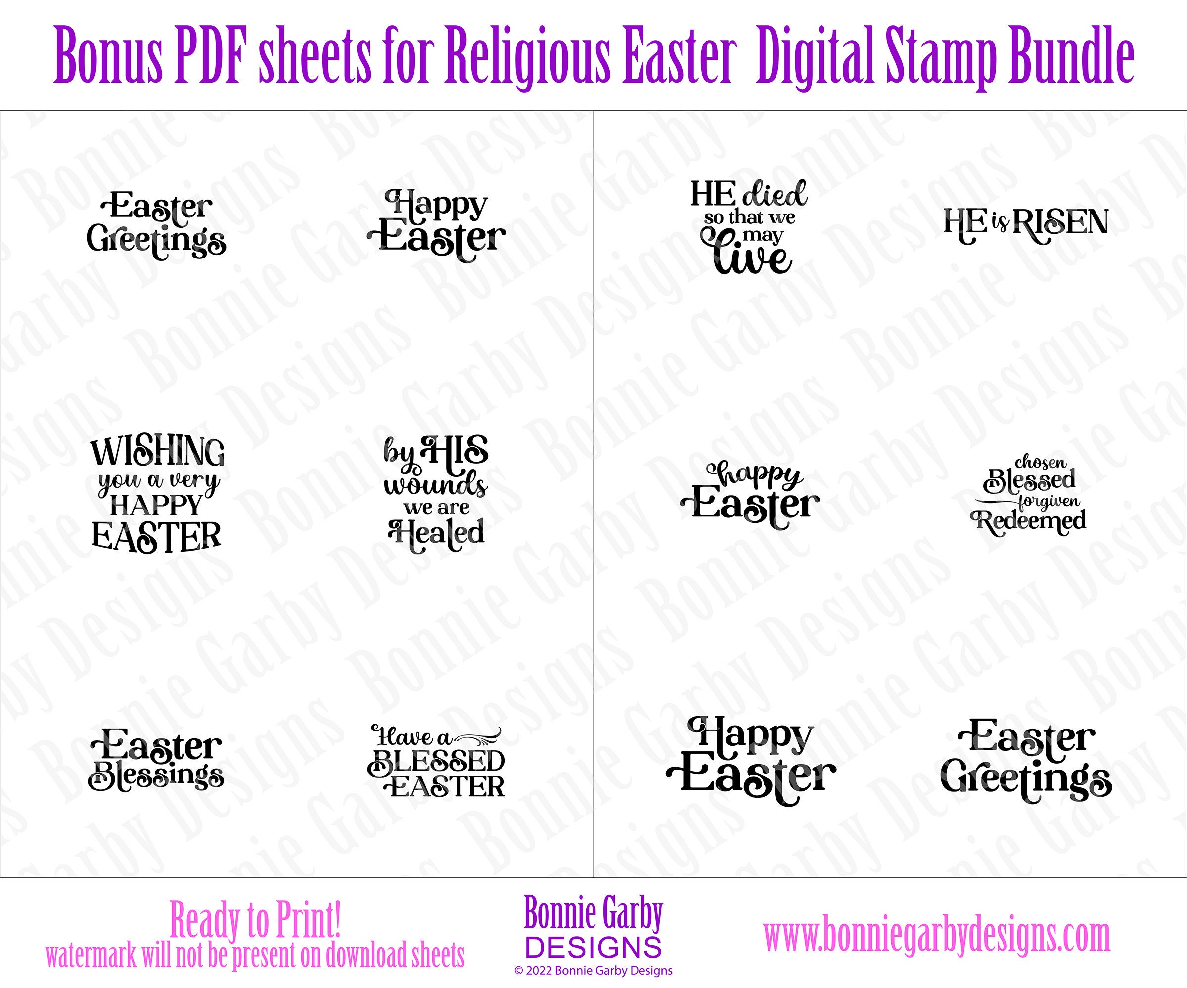 Easter Religious Digital Stamp Bundle Word Art Quotes Clip Art Word Art ...