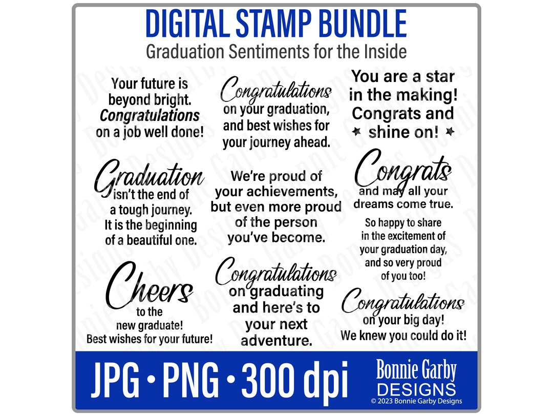 Graduation Sentiments 'for the Inside' Digital Stamp Bundle, Clip Art ...