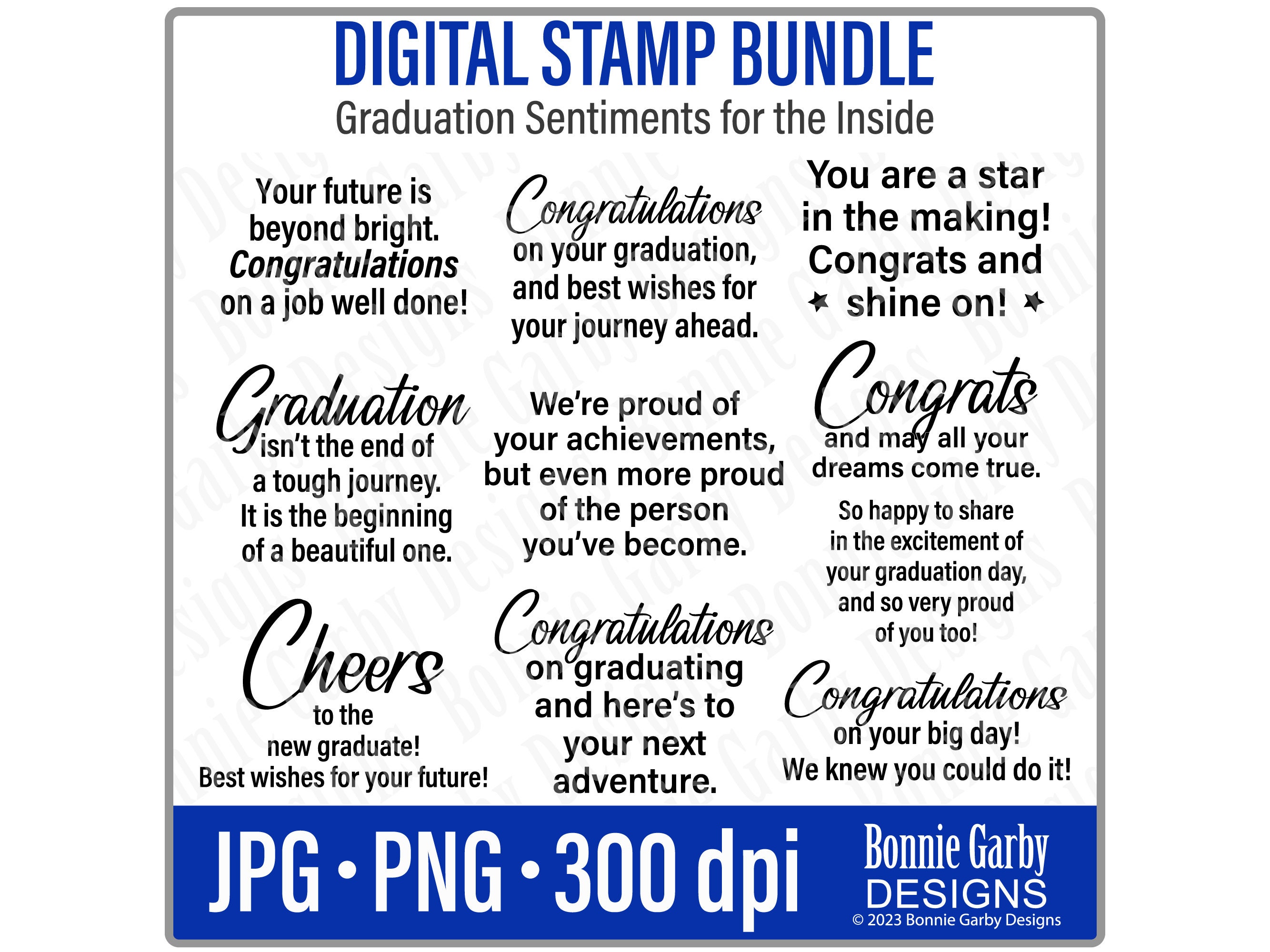 Graduation Sentiments 'for the Inside' Digital Stamp Bundle, Clip Art ...
