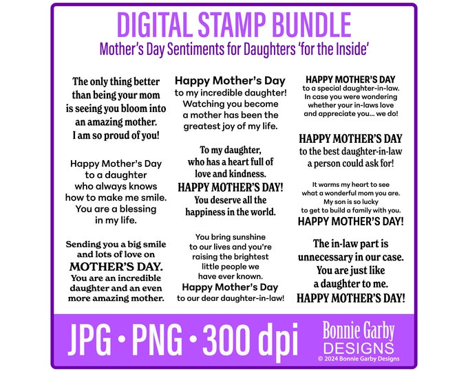 Mother Sentiments Digital Sheet, Printable Mother’s Day Sentiments ...