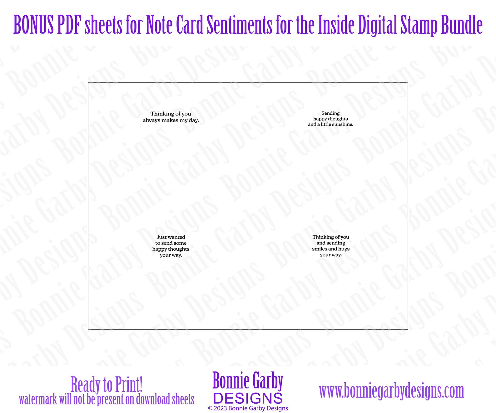 All Occasion Note Card Sentiments 'for the Inside' Digital Stamp Bundle ...