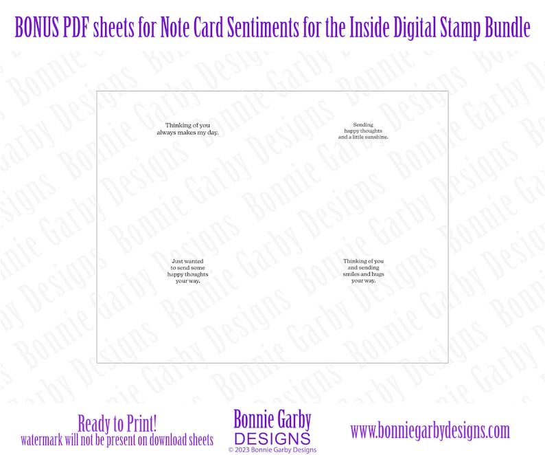 All Occasion Note Card Sentiments 'for the Inside' Digital Stamp Bundle ...