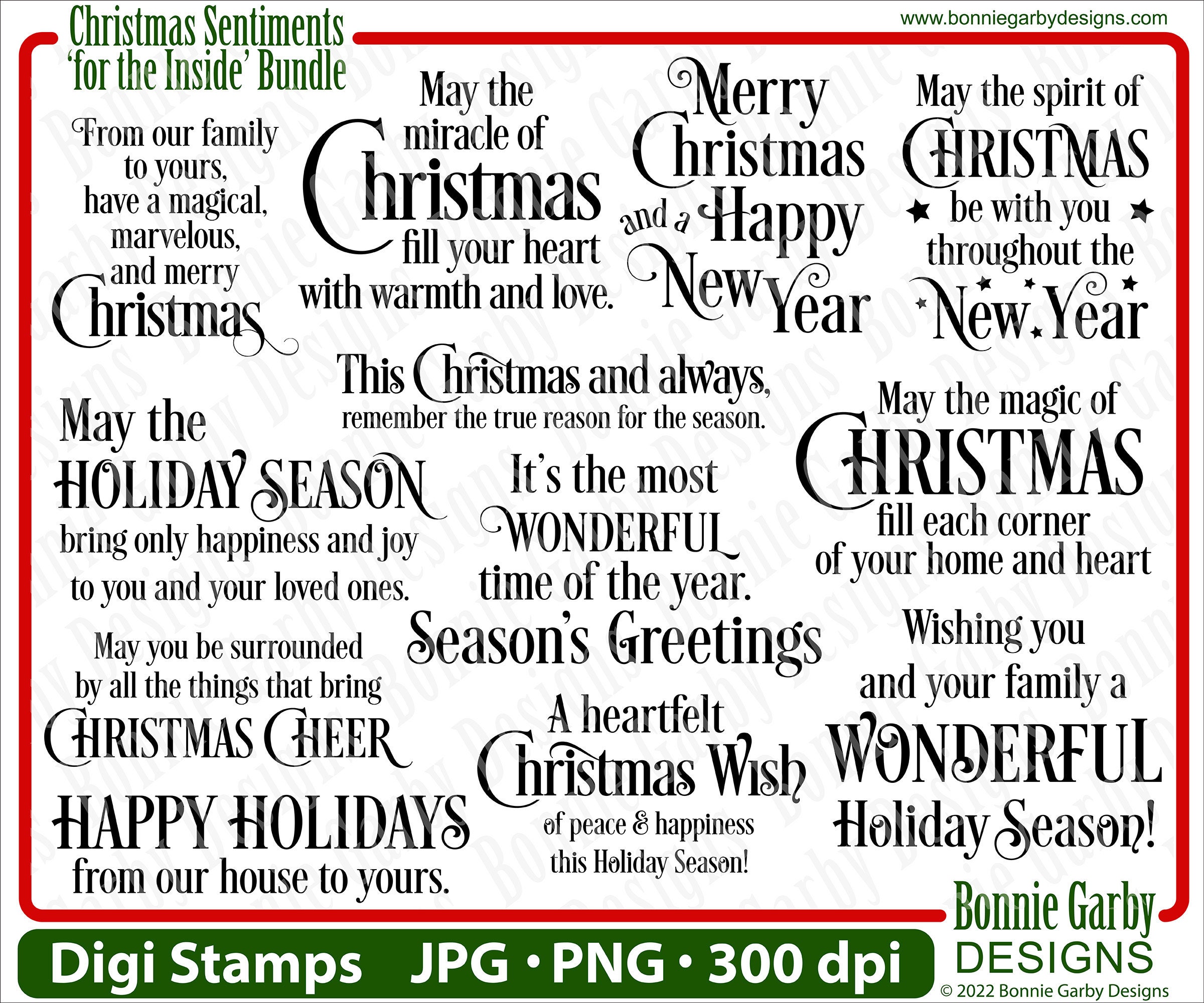 Christmas Sentiments 'for the Inside' Digital Stamp - Etsy