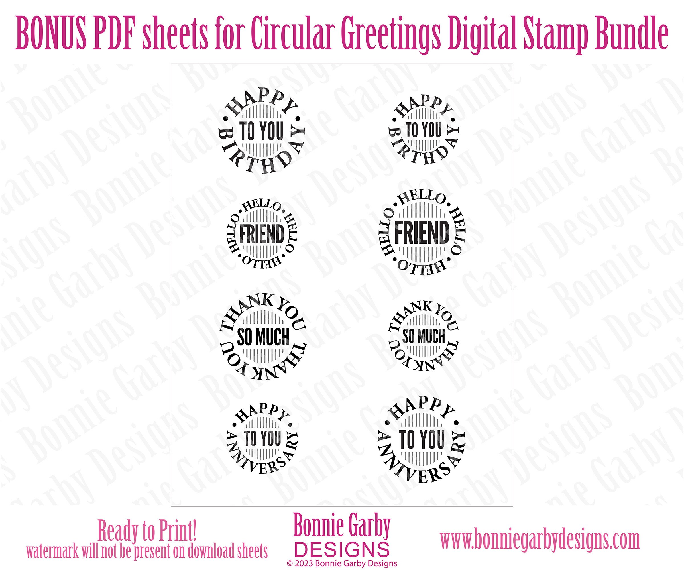 Circular Greetings Digital Stamp Bundle Photo Overlays Clip Art Word ...