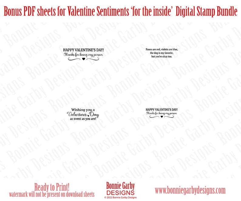 Valentine Love Sentiments 'for the Inside' Digital Stamp Bundle, Clip ...