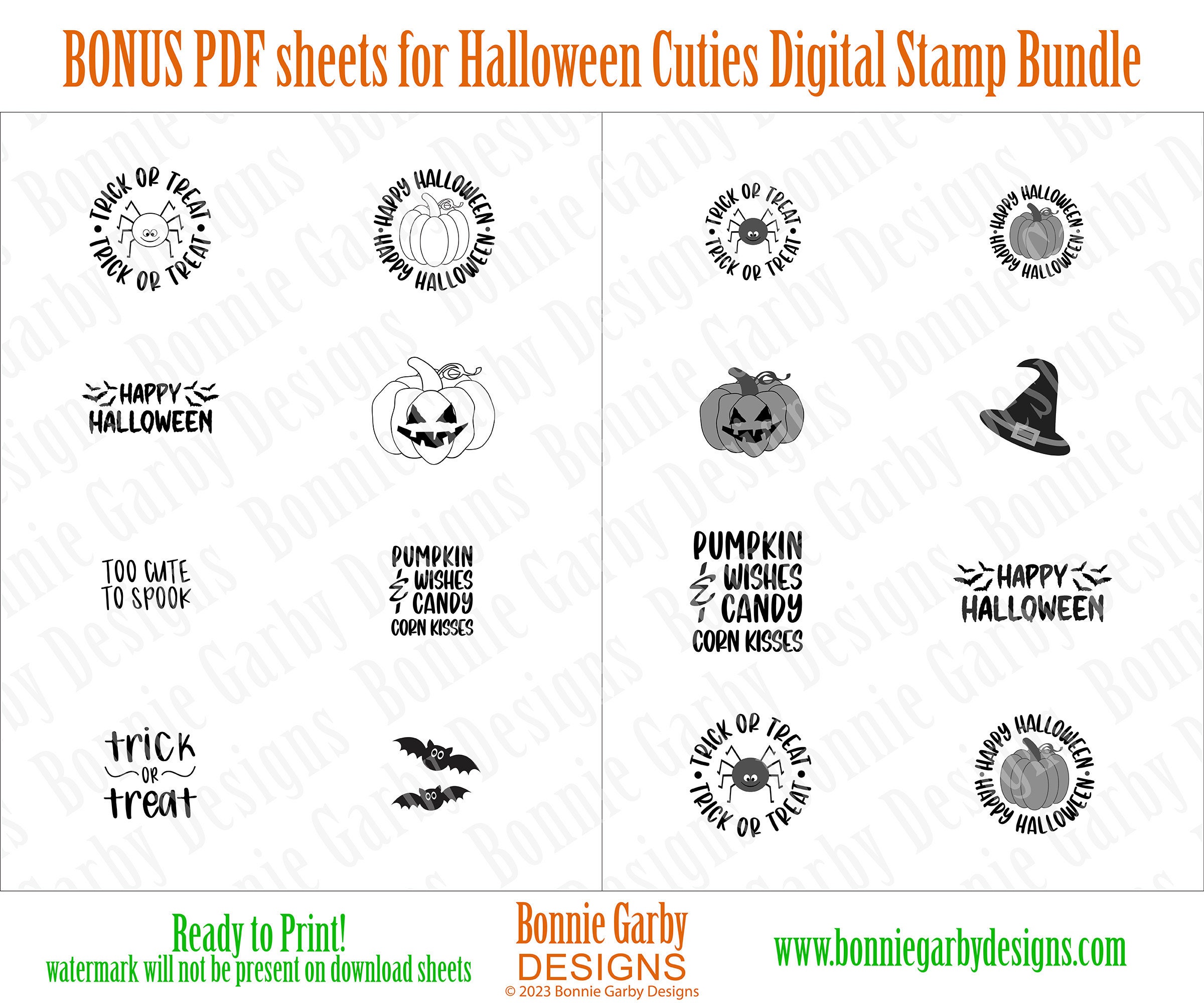 Halloween Cuties Digital Stamp Bundle Word Art Quotes Clip Art Quotes ...