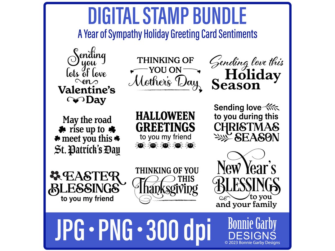 A Year of Sympathy Greeting Card Sentiments Digital Stamp Bundle ...