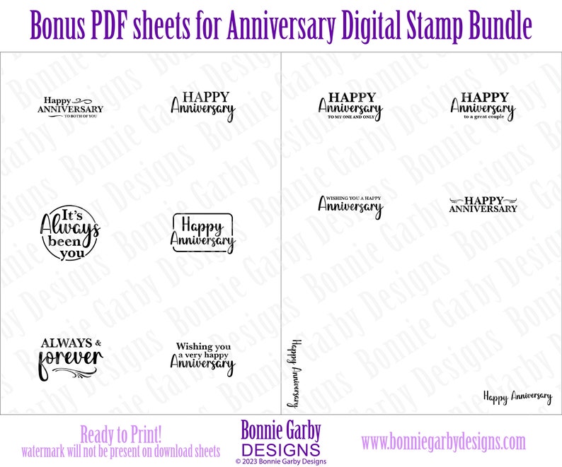 Happy Anniversary Digital Stamp Bundle Clip Art Word Art - Etsy