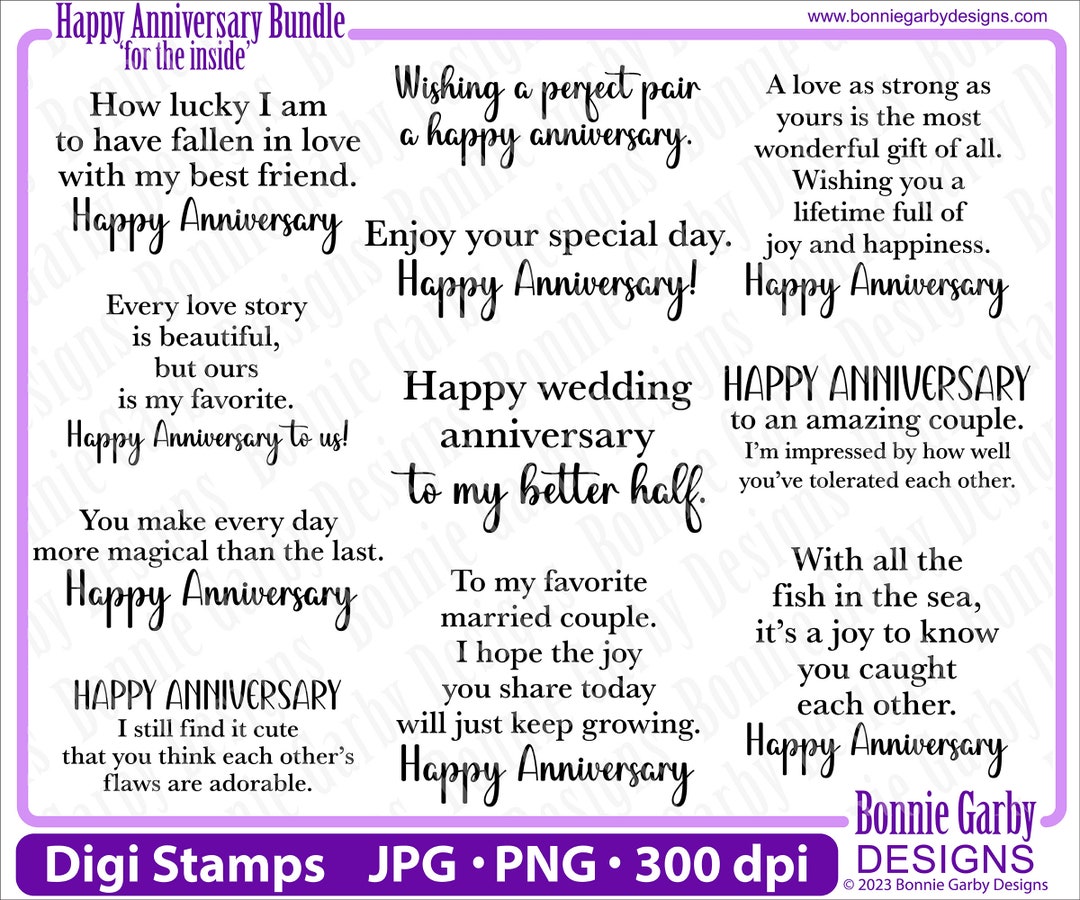 Happy Anniversary Sentiments 'for the Inside' Digital - Etsy