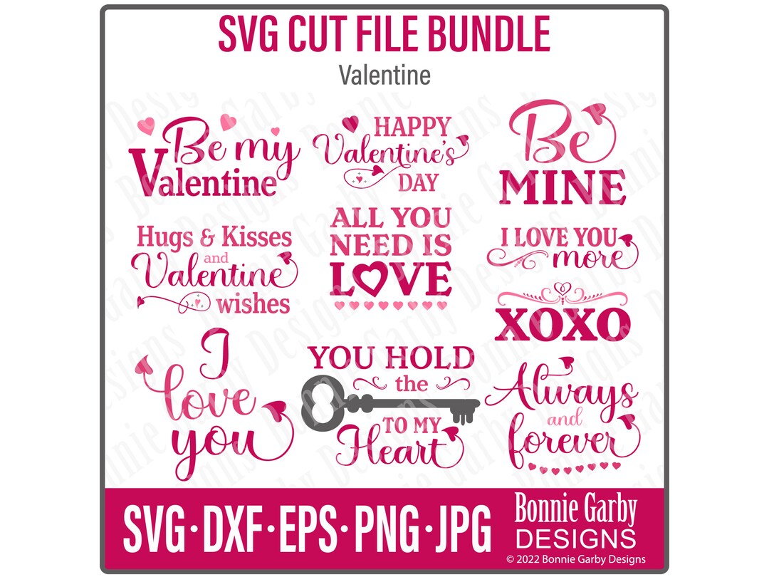 Valentine SVG Cut File Bundle, Color Digital Stamp, Cricut, Silhouette ...