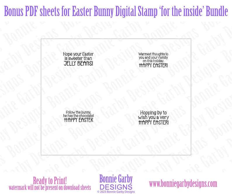 Easter Bunny Sentiments 'for the Inside' Digital Stamp Bundle, Photo ...