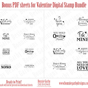Valentine Digital Stamp Bundle, Word Art Quotes, Clip Art, Word Art ...