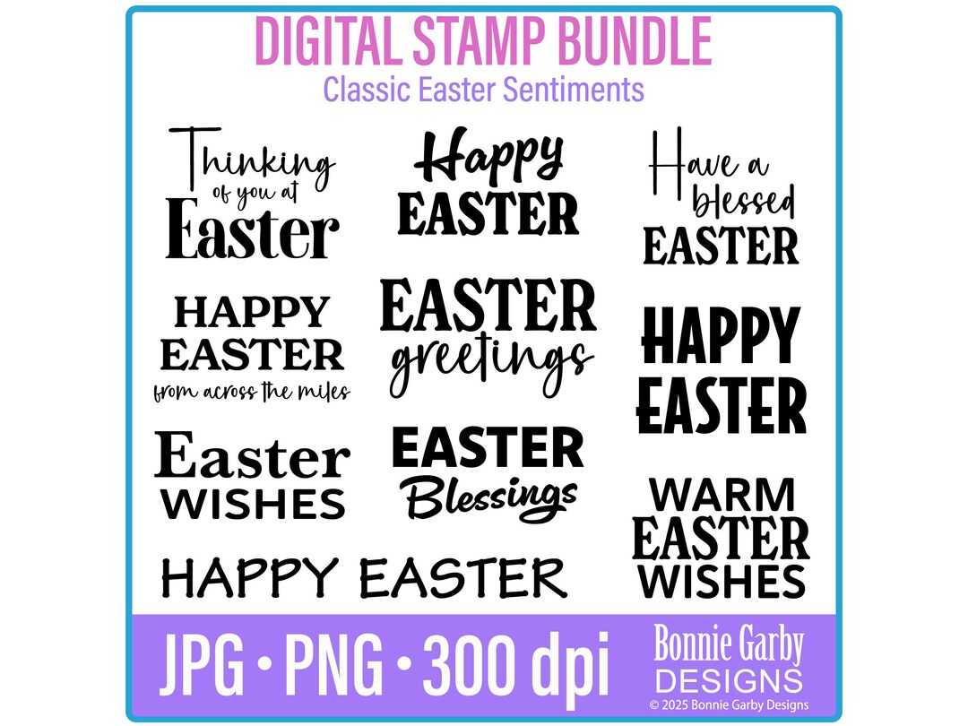 Classic Easter Sentiments Digital Stamp Bundle, Word Art Quotes, Quotes ...