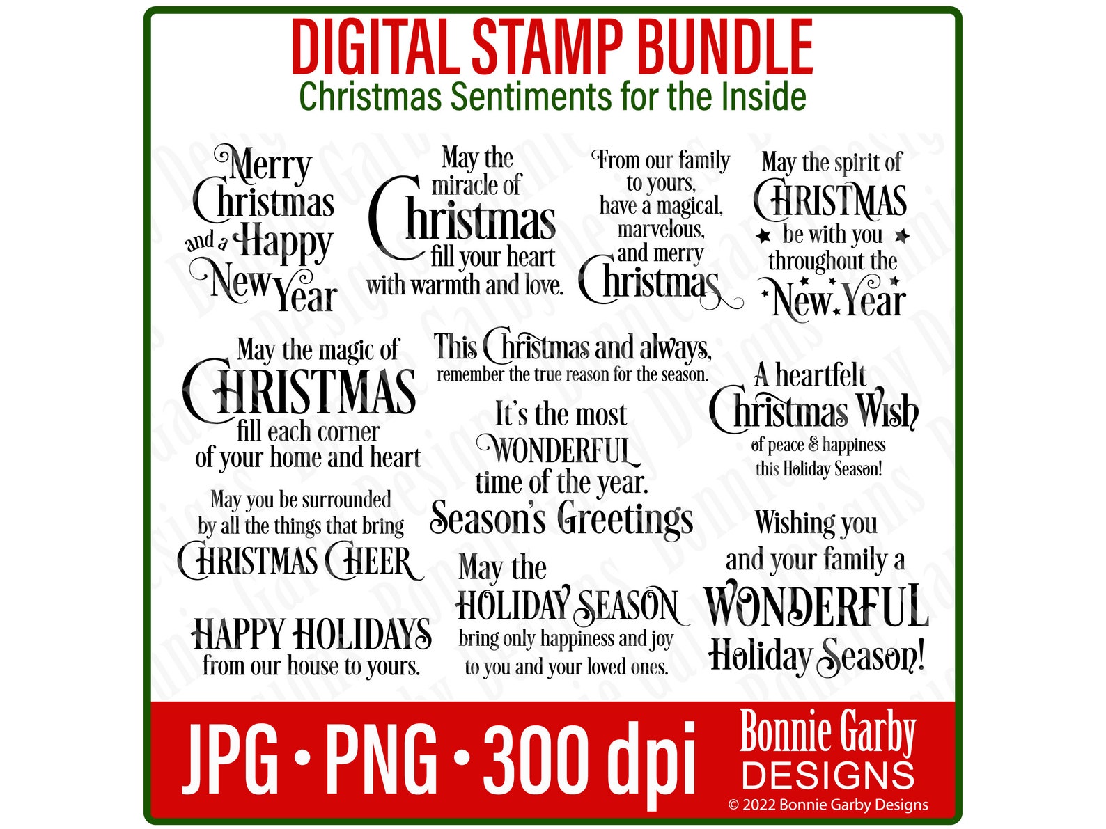 Christmas Sentiments 'for the Inside' Digital Stamp Bundle, Photo ...