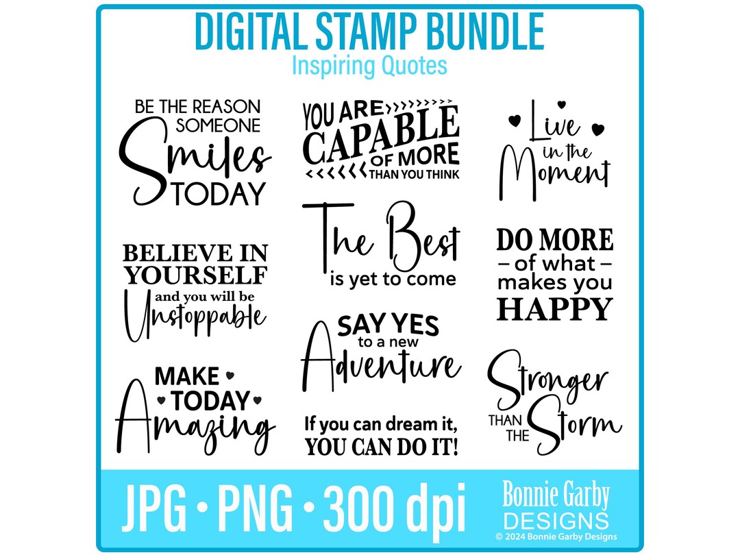 Inspiring Quotes Digital Stamp Bundle, Clip Art, Word Art Quotes for ...